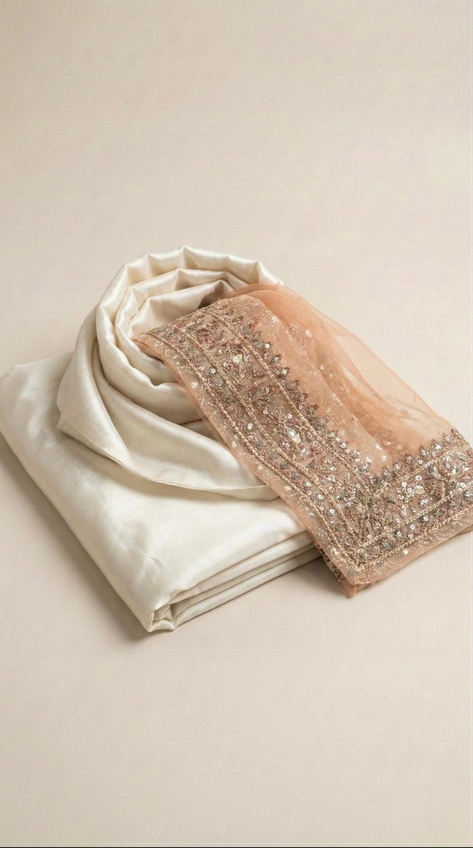 Maryam N maria plain raw silk 2pc with emb patch (patch ka design chan ...